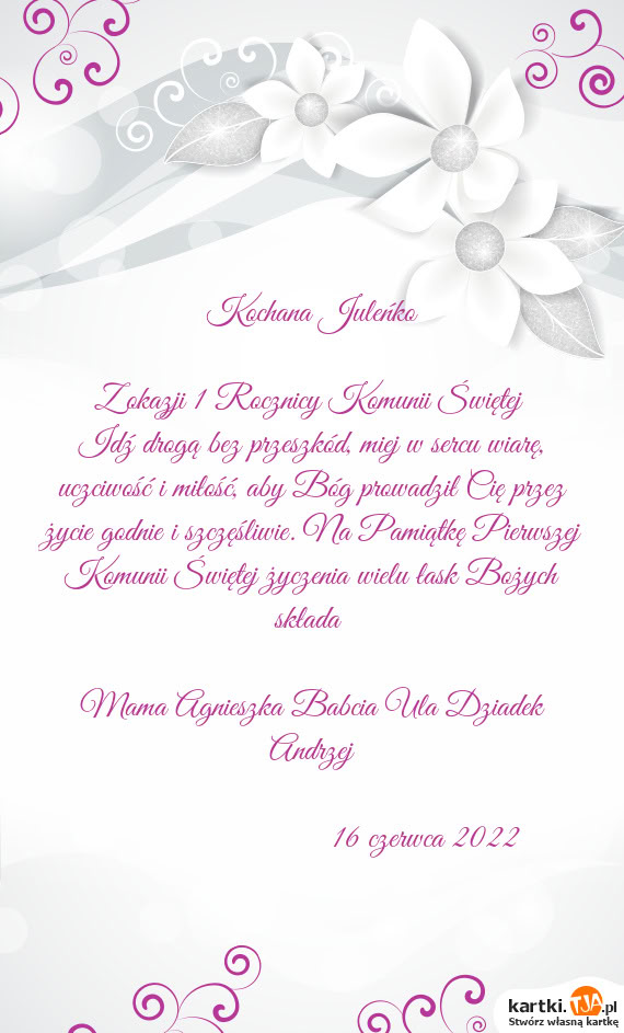 16 czerwca 2022 - Darmowe kartki